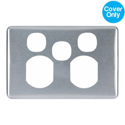 Clipsal Classic Double Powerpoint Extra Switch Cover Brushed Aluminium ...