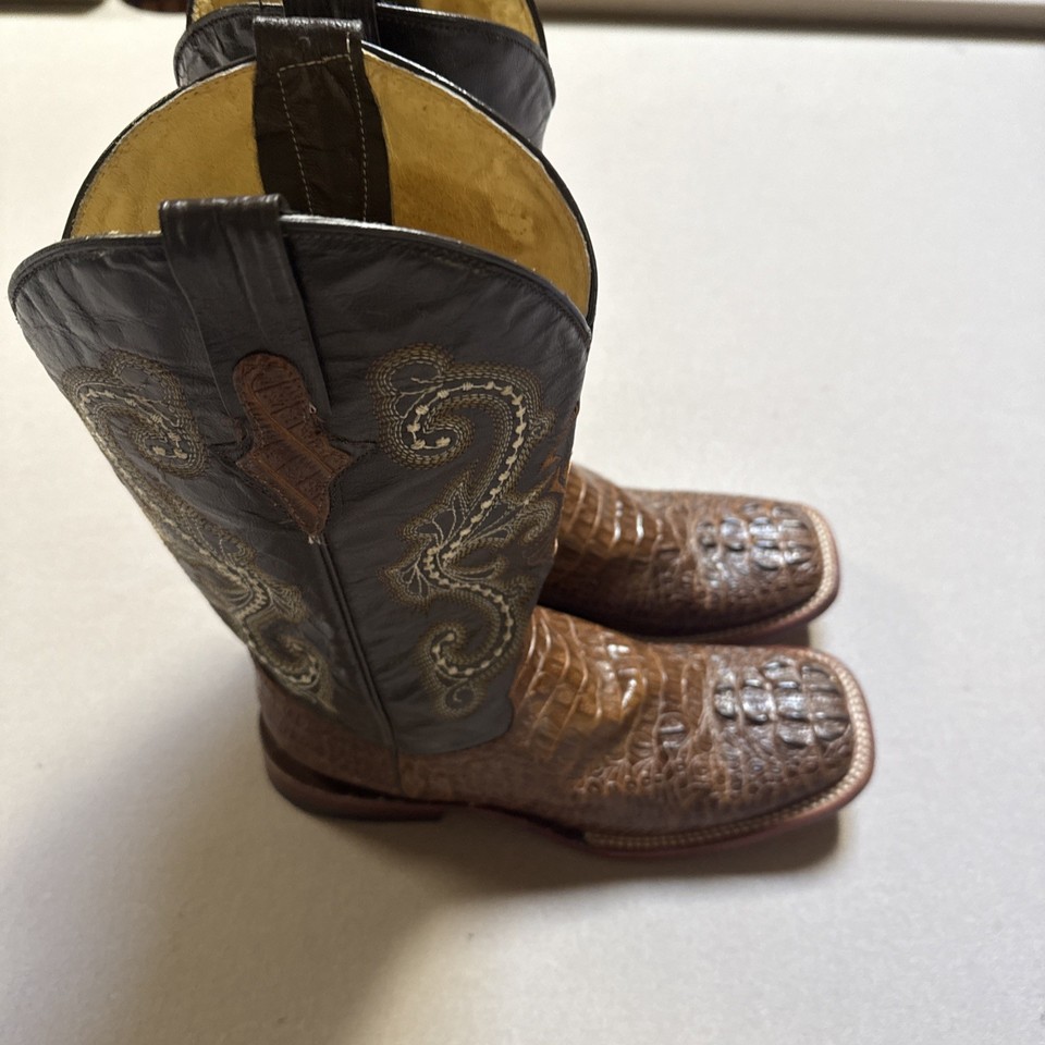 Ferrini Ladies Rust Leather Caiman Print S-Toe Stampede Cowboy Boots 10 ...