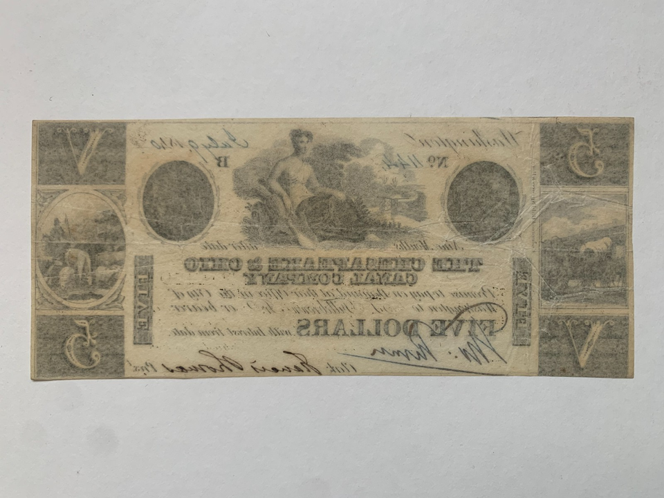 1840 CHESAPEAKE & OHIO CANAL COMPANY Obsolete currency $5 note | eBay