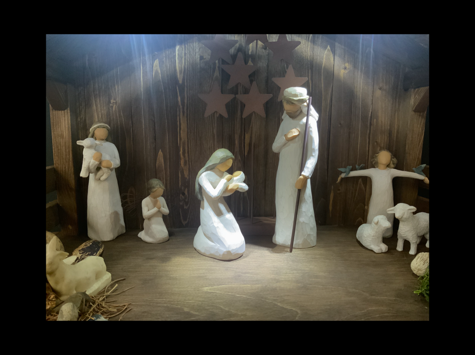 New Large Solid Wood Nativity Stable, 27"x 18"x 15", Crèche, Christmas ...