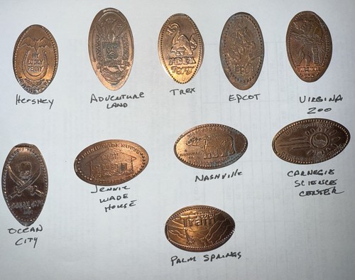 10 Elongated Pressed Pennies, 10 Different, See Pics For Details | eBay