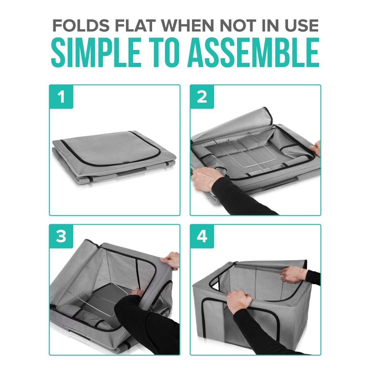 Set of 2 Foldable Storage Boxes Collapsible Box Clothing Organizer ...