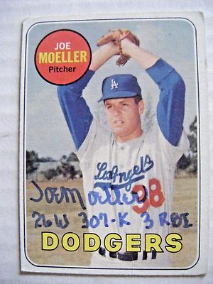 JOE MOELLER signed DODGERS 1969 Topps baseball card AUTO Autographed ...