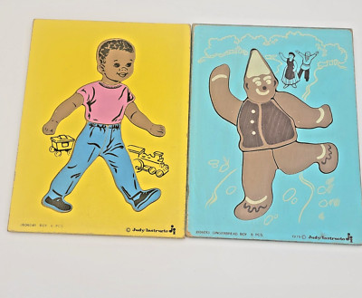 Two vintage Judy Instructo Wooden Puzzles. Boy J60641 & Gingerbread ...