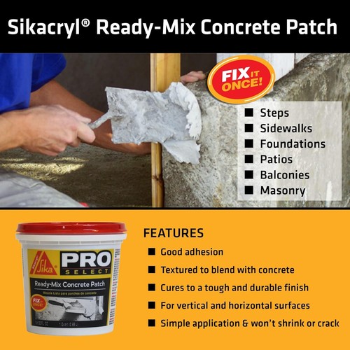 Sikacryl Ready-Mix Concrete Patch, Gray, 1 Qt & Red Devil 0645 Pre ...