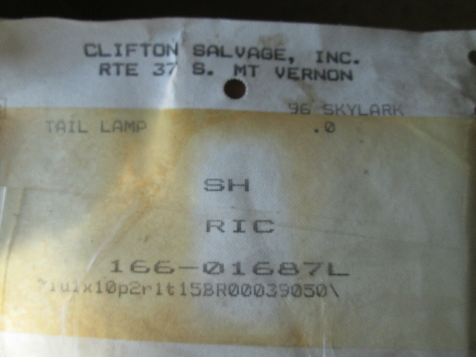 1996 Skylark LH Inner Lid mounted Tail Lamp 97-98 | eBay