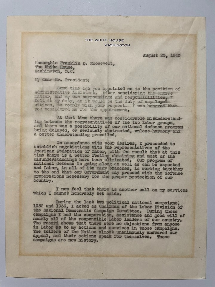 President Franklin D. Roosevelt Signed Typed White House Letter *GREAT ...