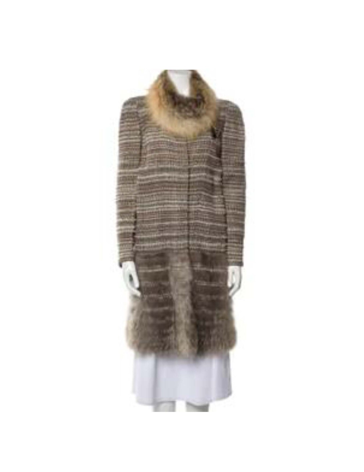 Fendi Coat - Authentic Tweed Fox Fur Coat - Gem