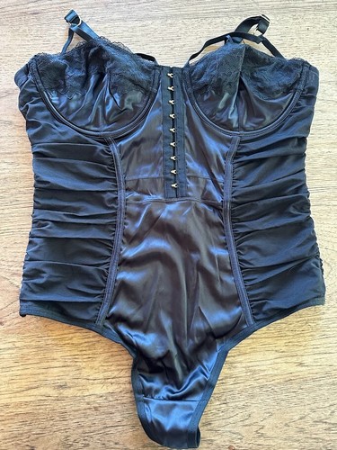 Fox & Royal Black 36C/D Adrianna Bodysuit NWT Front Hook and Eye Detail ...