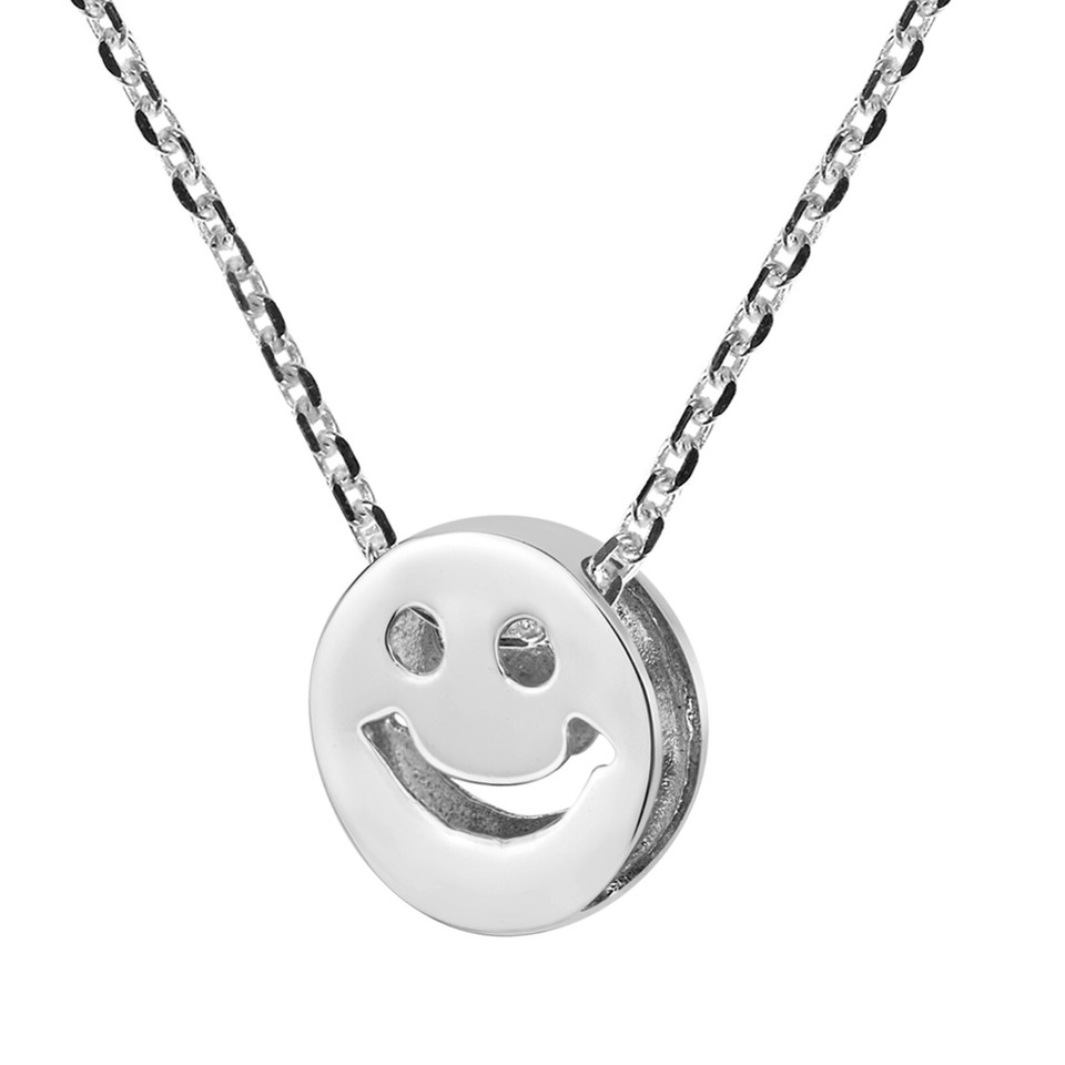 Bubbly Smiling Happy Face Sterling Silver Pendant Necklace | eBay