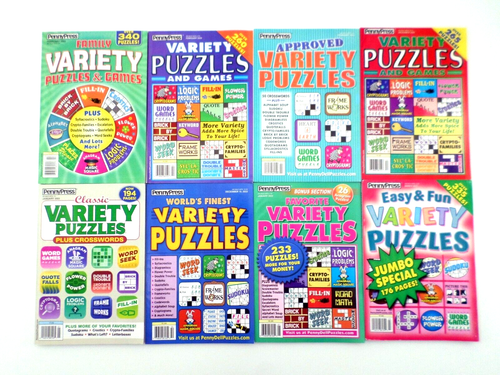 Lot of 8 NEW Penny Press Variety Puzzle Books, Unsorted (all 2022 or ...