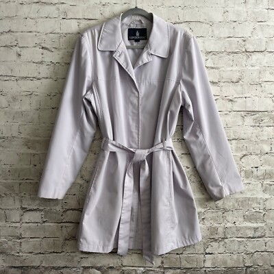 London Fog Lavender Belt Rain Women's Zipper Front Pockets Jacket Coat ...