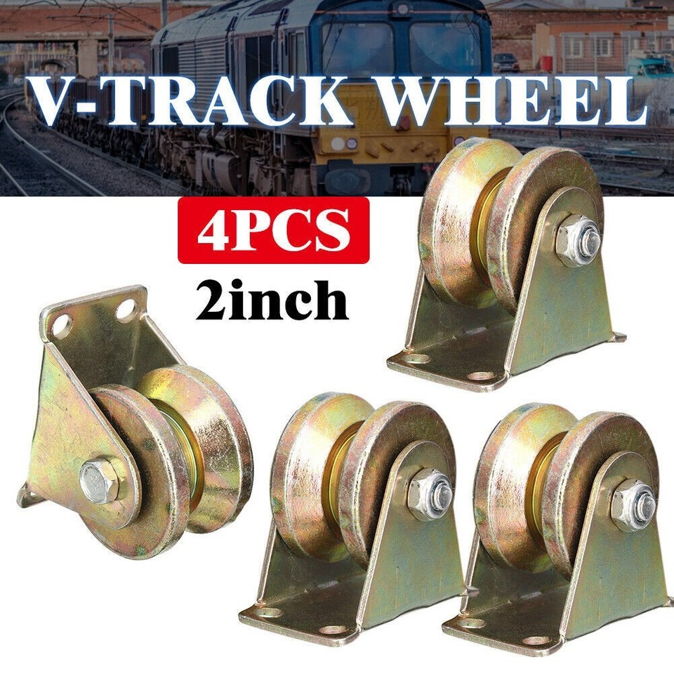 2/4PCS V-Groove Track Wheel 50mm Heavy Duty Sliding Gate Roller with ...