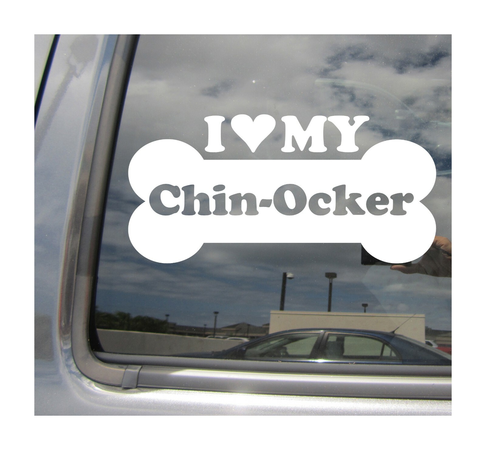 I Heart Love My Chin-Ocker - Hybrid Dog Bone Car Vinyl Decal Sticker ...