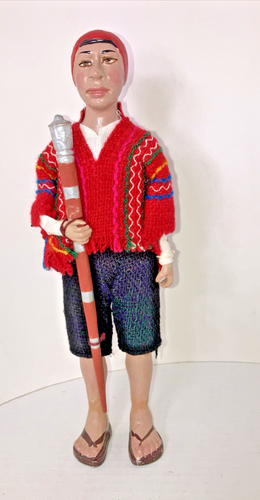 Tourist Souvenir Doll Paper Mache Handmade Man Peruvian 10in H x 4in W ...