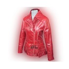 Handmade Women Red Side Zipper Collar Style Genuine Leather Jacket With ...