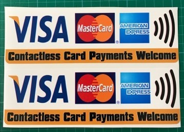 2x Contactless Card Payments Visa Credit Card Sticker Printed Vinyl ...