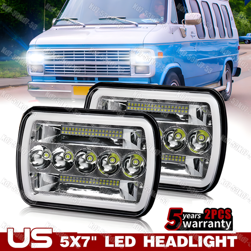 Newest 2PC 100W LED 7x6" Headlights Hi/Lo Beam for Chevy G10 G20 G30 ...