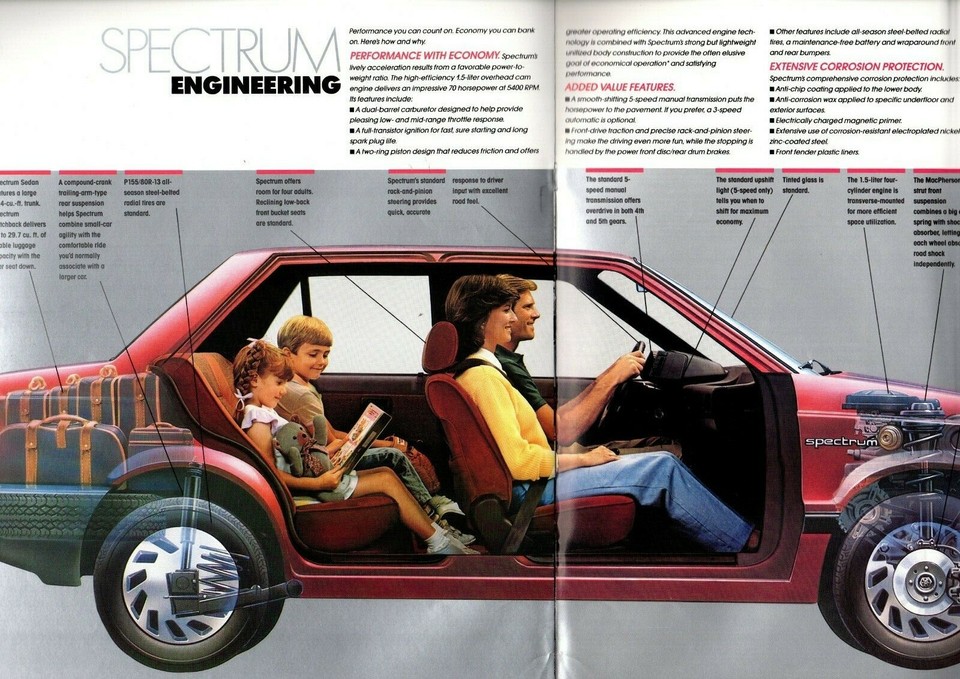 Lrg. 1987 Chevy SPECTRUM Brochure / Pamphlet with Color Chart ...