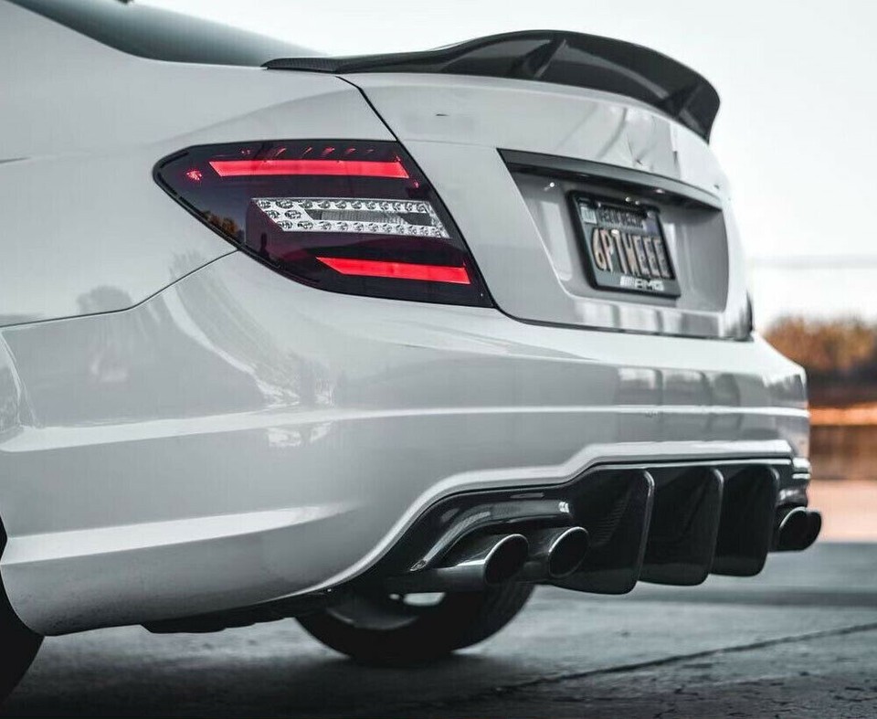For 2012-14 Mercedes-benz W204 C63 REAL CARBON Rear Bumper Diffuser Lip ...