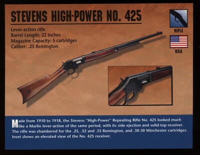 Stevens High Power No. 425 Rifle Atlas Classic Firearms Card | eBay