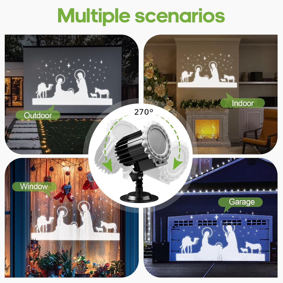 Christmas Nativity Scene Projector Lights Outdoor Indoor,Waterproof ...