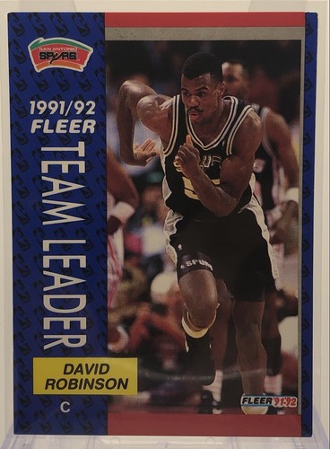 1991-92 Fleer basketball #395 David Robinson HOF San Antonio Spurs Team ...