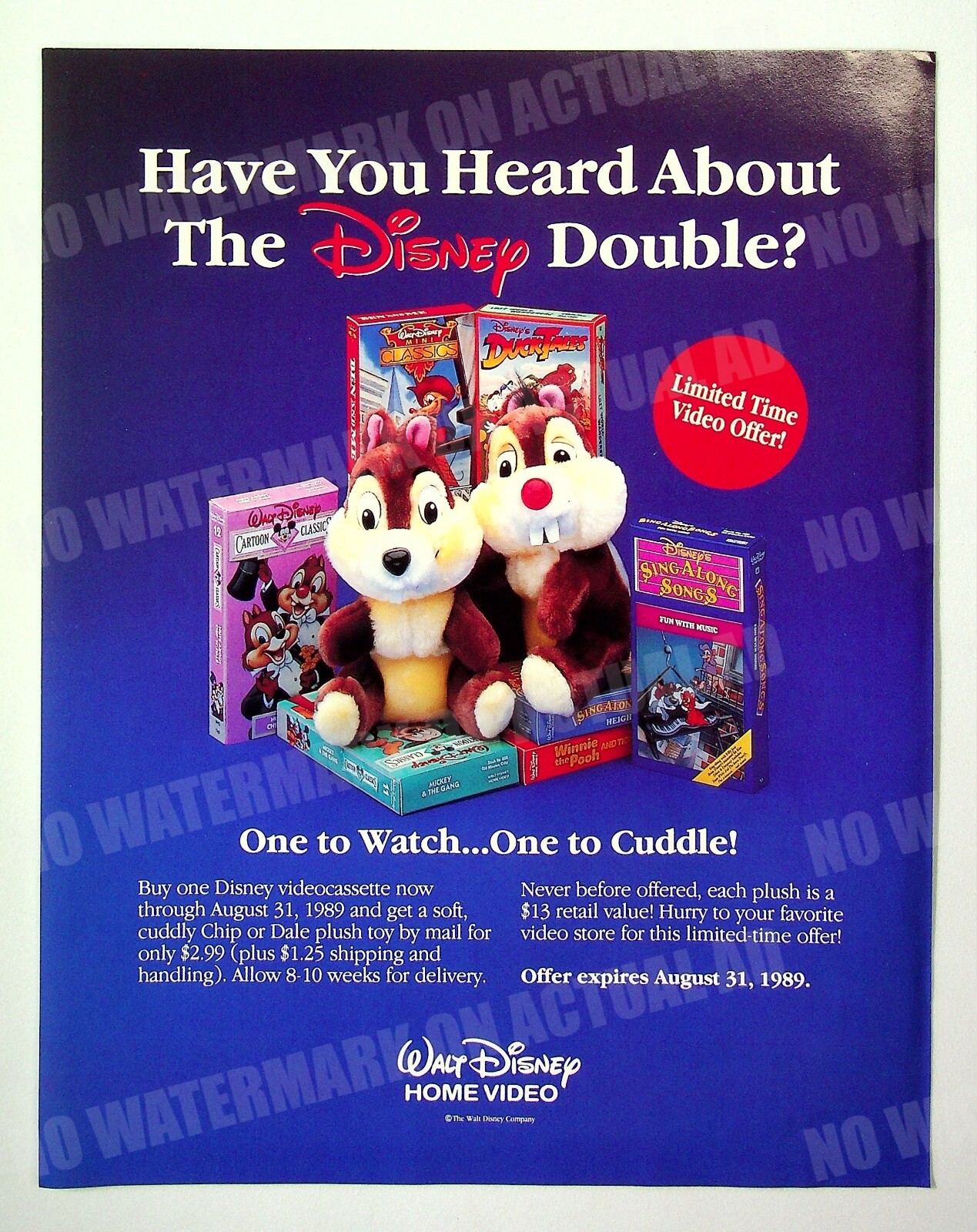 Walt Disney Home Video Chip 'n Dale VHS 1989 Print Magazine Ad Poster ...