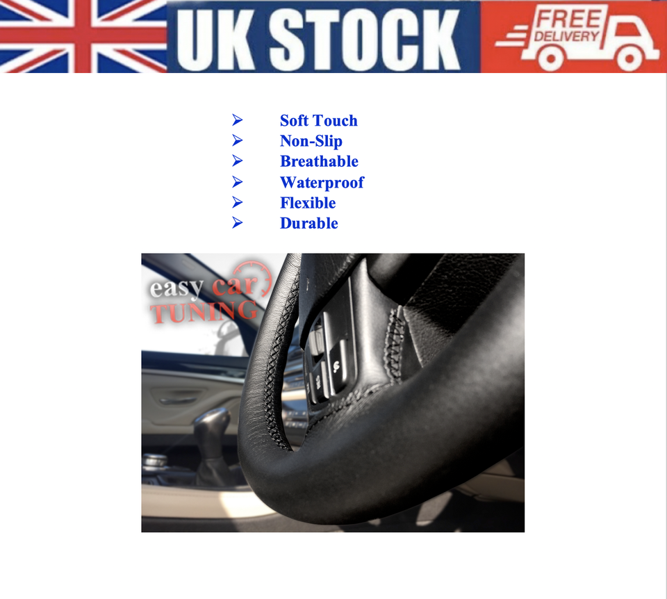 For Vauxhall Opel Astra G 98-09 Black Real Genuine leather Steering ...