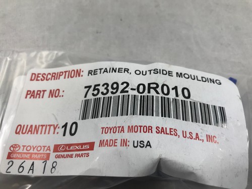 Toyota OEM Rear Bumper Side Molding Retainer 75392-0R010 Factory ...