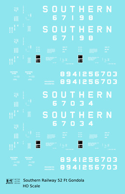 K4 HO Scale Decals Southern Railway 52 Ft Gondola White | eBay