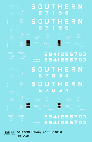 K4 HO Scale Decals Southern Railway 52 Ft Gondola White | eBay
