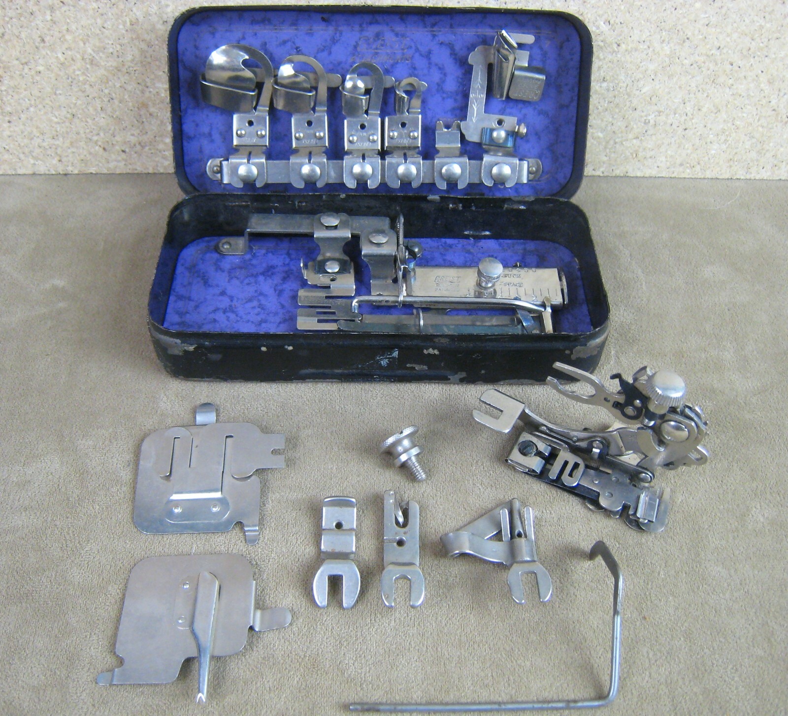 GREIST SEWING MACHINE ATTACHMENTS HEMMER BINDER RUFFLER TUCKER EDGE ...