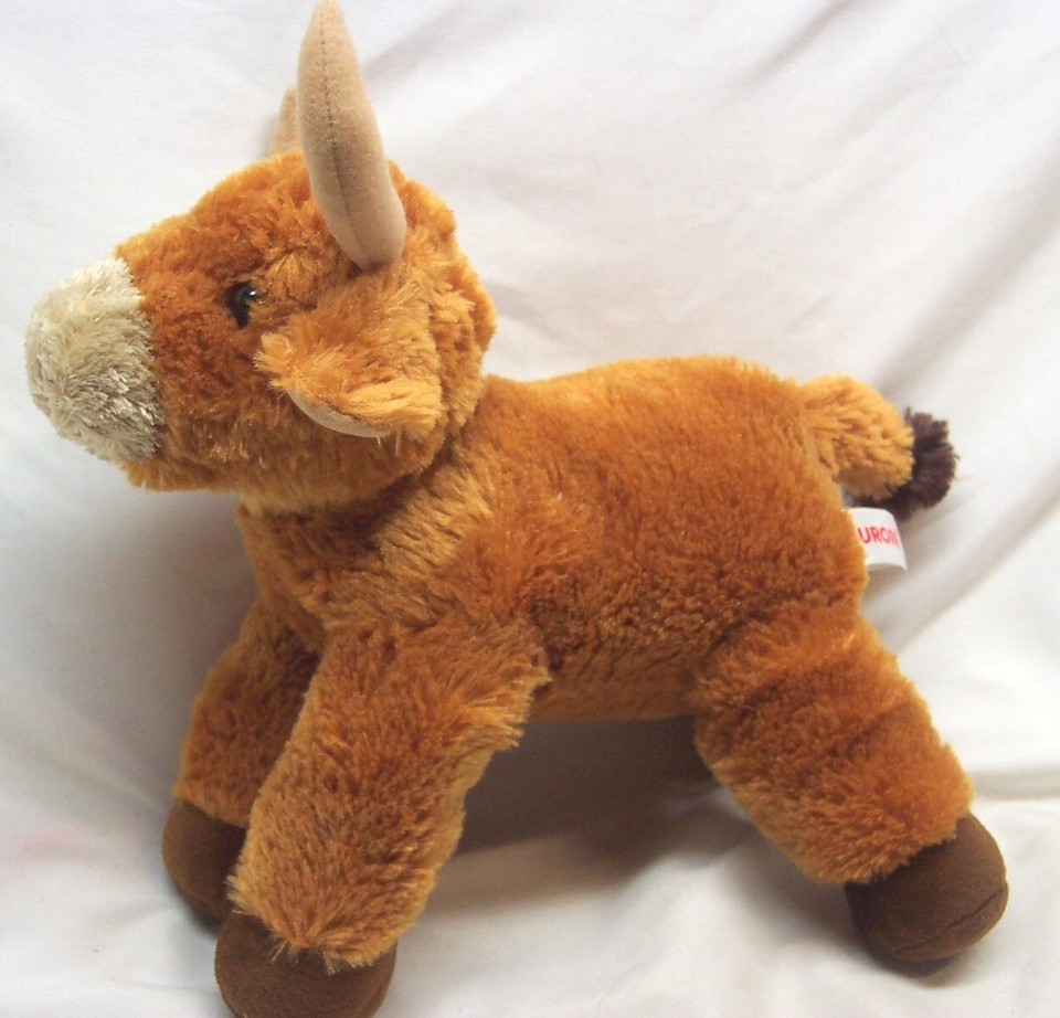 Aurora CUTE SOFT BROWN BULL HIGHLAND COW 10" Plush STUFFED ANIMAL Toy ...