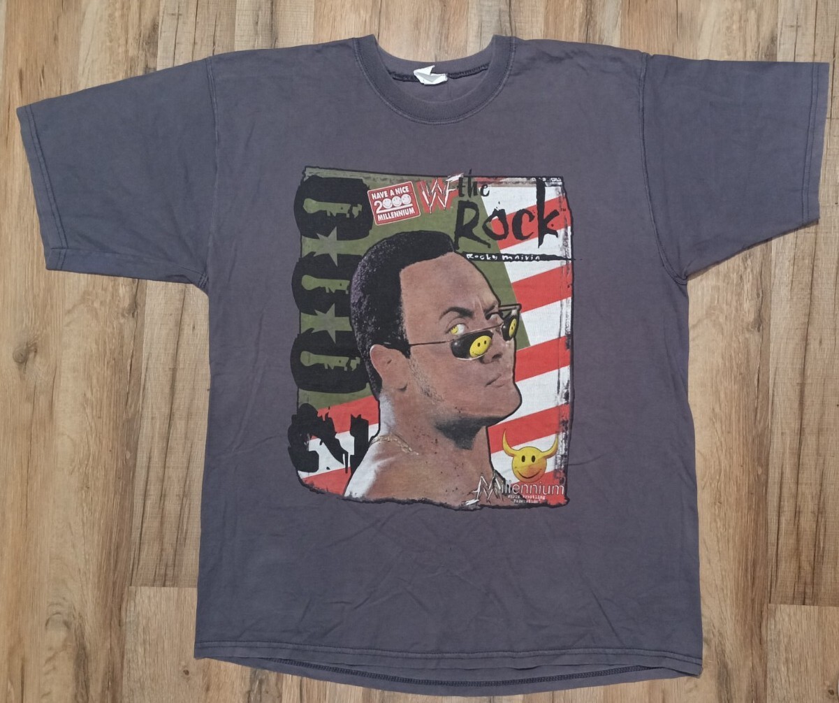 VTG WWF The Rock 2000 Millennium Wrestling Promo T-Sh… - Gem