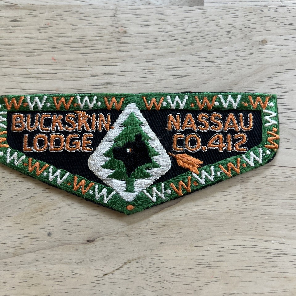 Boy Scout VTG Buckskin Nassau Lodge Co. 412 Order of the Arrow Flap ...