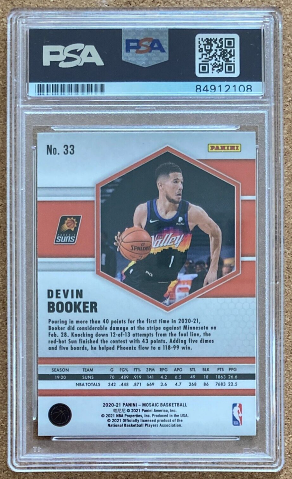 DEVIN BOOKER Signed 20-21 Mosaic Card #33 PSA/DNA SLAB SUNS Autographed ...