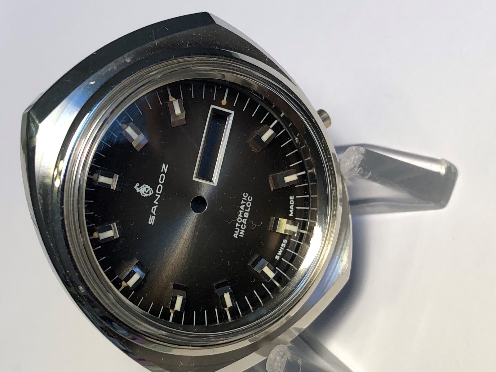 NEW OLD STOCK SANDOZ MEN'S STAINLESS ST. WRISTWATCH CASE FOR AUTOMATIC ...