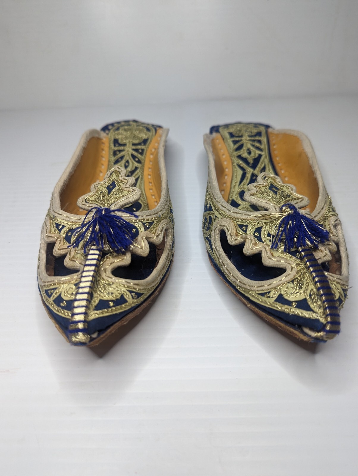 Women's Persian Indian Slip On Sandals Shoes Blue Gol… - Gem