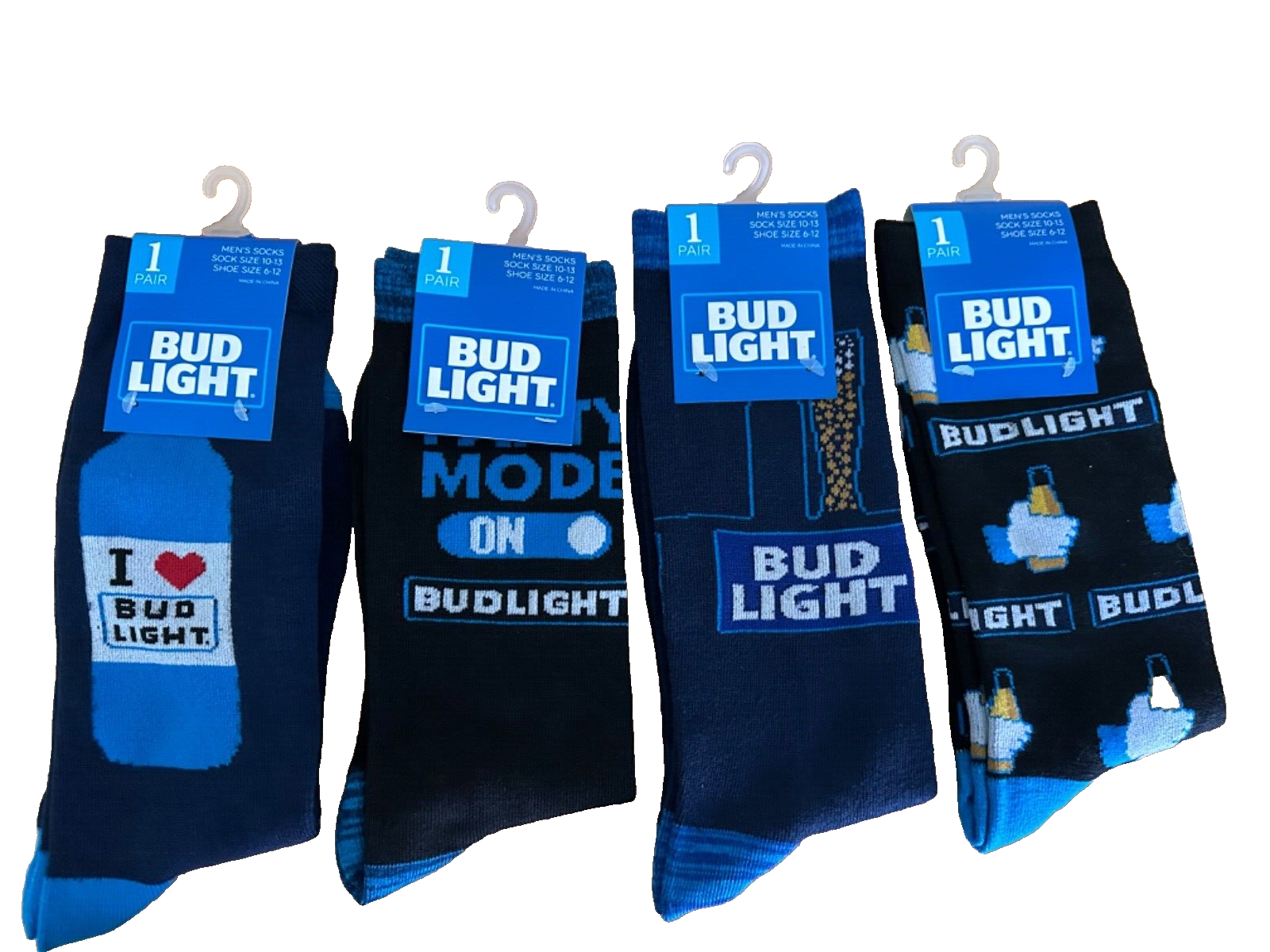 Lot 4 pack Bud Light Socks Budweiser Beer Men Size 10-13 Xmas Stocking Stuffer | eBay Australia