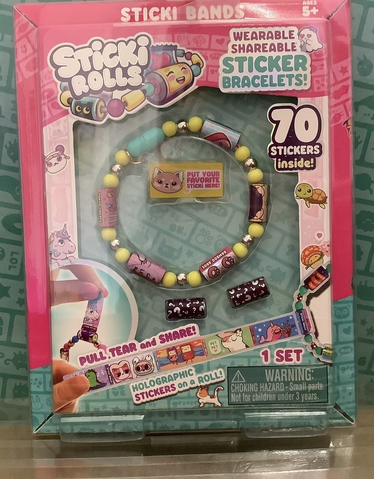 Sticki Rolls Sticker Bracelet Set - Wearable & Shareable - 70 Stickers ...