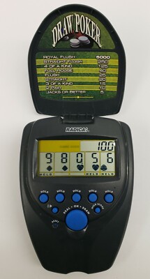 Radica Flip Top Handheld Electronic Draw Poker 1999 Game Big Screen ...