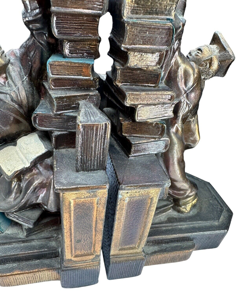 Dodge Inc. Bronze Bookends Graduate Holding Book Stack 1930/40s 7 1/4 ...