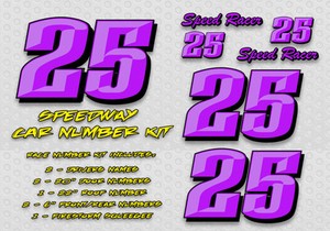 Race Car Numbers Purple Speedway Vinyl Decal Kit Package | eBay