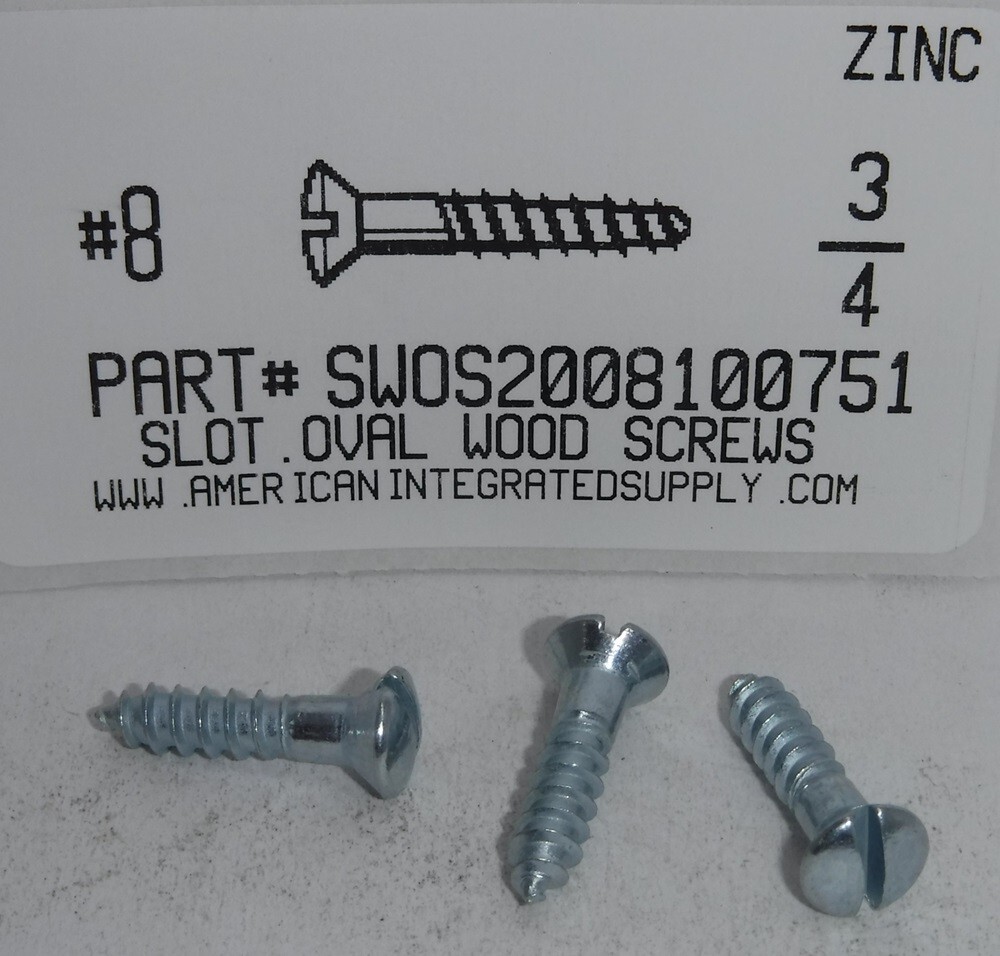#8x3/4 Oval Head Slotted Wood Screws Steel Zinc Plated (25) | eBay