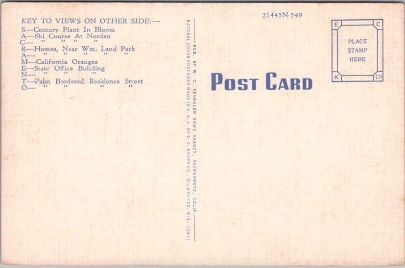 SACRAMENTO California Large Letter Postcard State Capitol View / KROPP ...