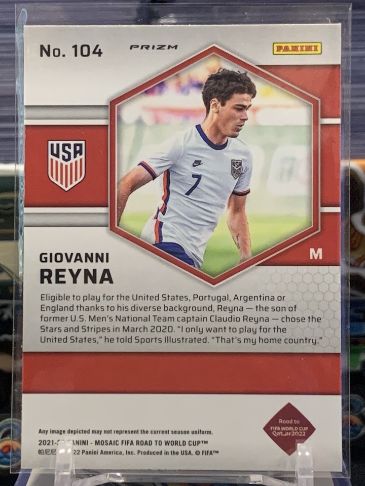 Giovanni Reyna 2021-22 Mosaic FIFA Road to World Cup Red Reactive Prizm ...