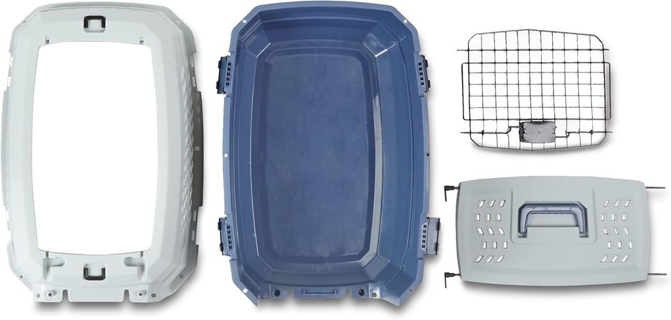 2-Door Top-Load Hard-Sided Dogs Cats Pet Travel Carrier Gray & Blue 22. ...