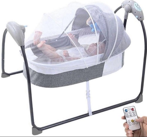 Electric Baby Crib Cradle Bluetooth Music Infant Auto-Swing Bed Rocker ...