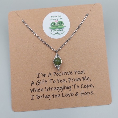 Positive Pea Necklace, Good Luck Gift, Exams Lucky Charm, Motivation ...
